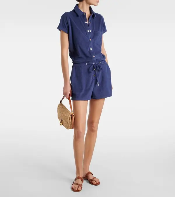 Melissa Odabash Border Cotton-blend Playsuit