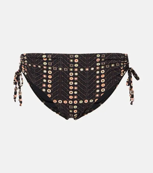 MARANT ETOILE Prudige Printed Mid-rise Bikini Bottoms - Black