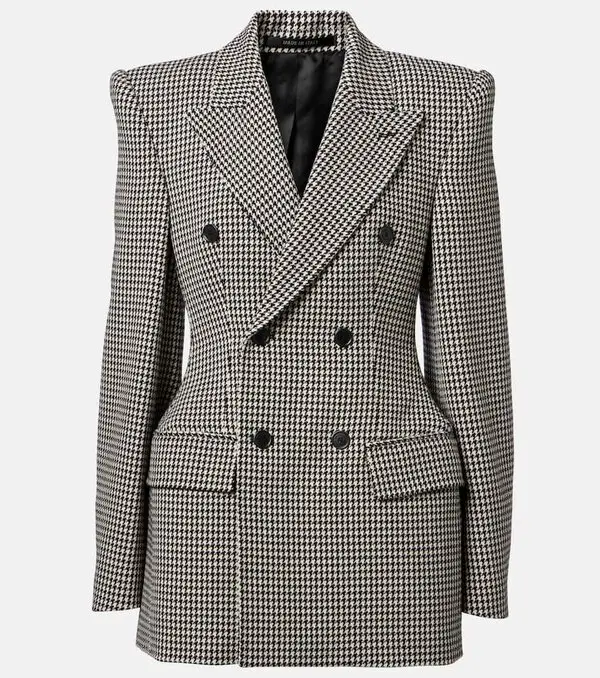 Balenciaga Houndstooth Wool Blazer - Black