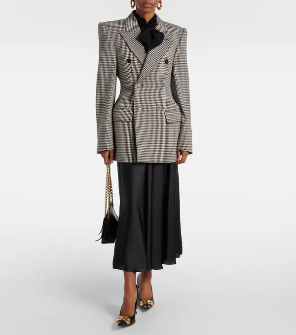Balenciaga Houndstooth Wool Blazer - Black