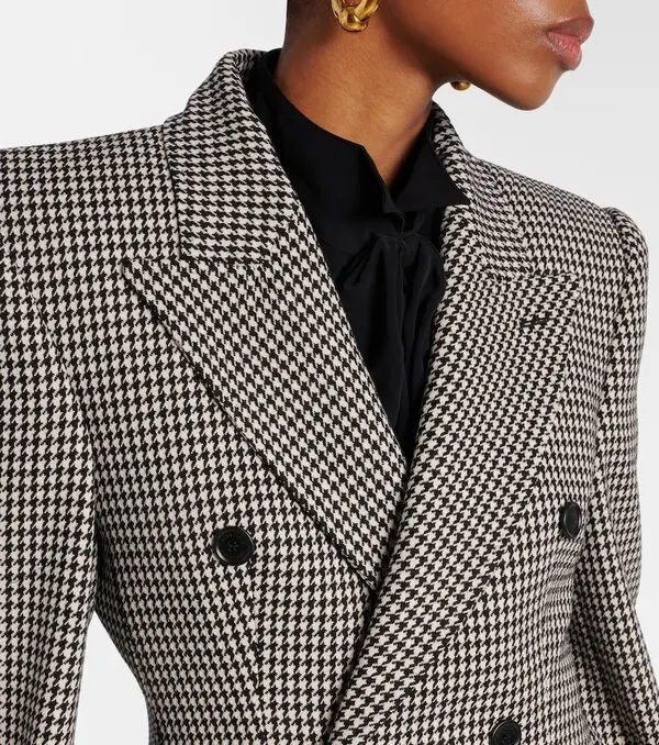 Balenciaga Houndstooth Wool Blazer - Black