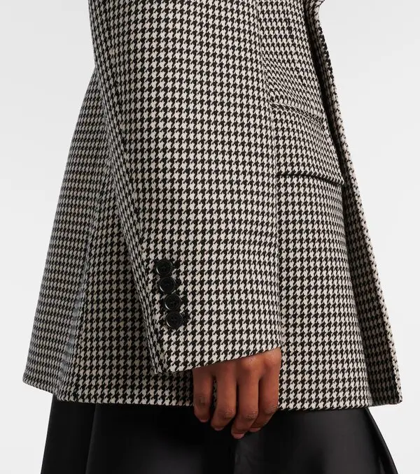 Balenciaga Houndstooth Wool Blazer - Black