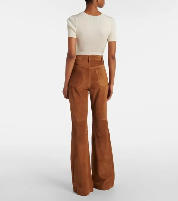 NILI LOTAN Roe Suede Flared Pants