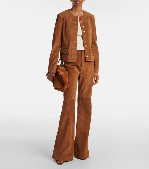NILI LOTAN Roe Suede Flared Pants