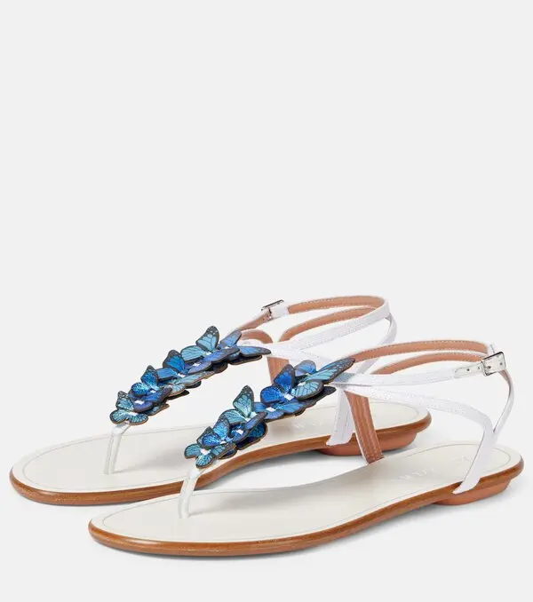 AQUAZZURA Papillon Leather-trimmed Canvas Sandals