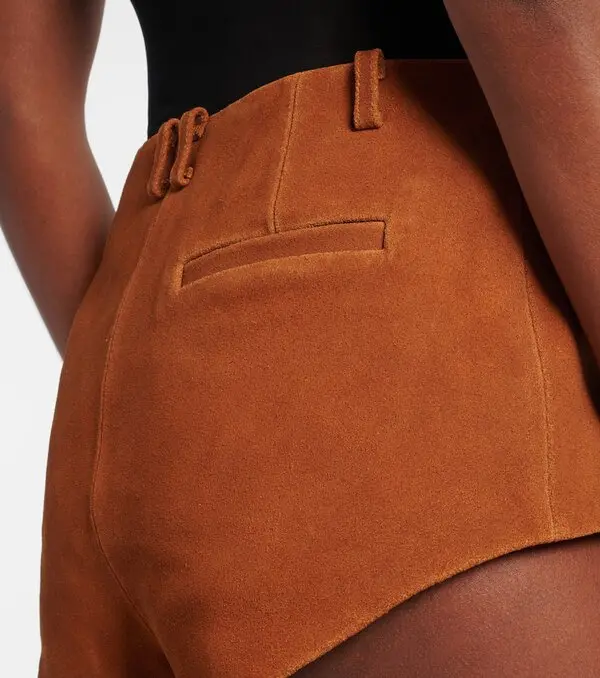 SELF-PORTRAIT High-rise Suede Shorts