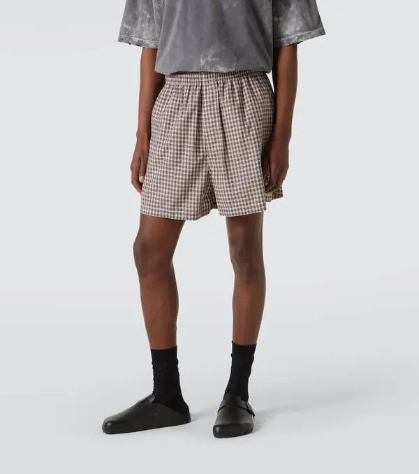 Balenciaga Checked Cotton Shorts