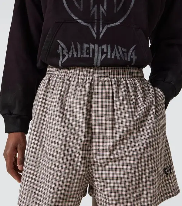 Balenciaga Checked Cotton Shorts