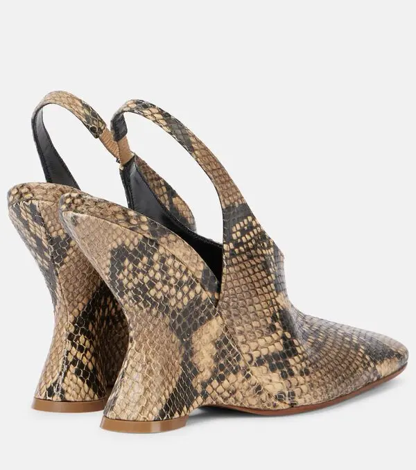 Dries Van Noten Snake-effect Leather Wedges