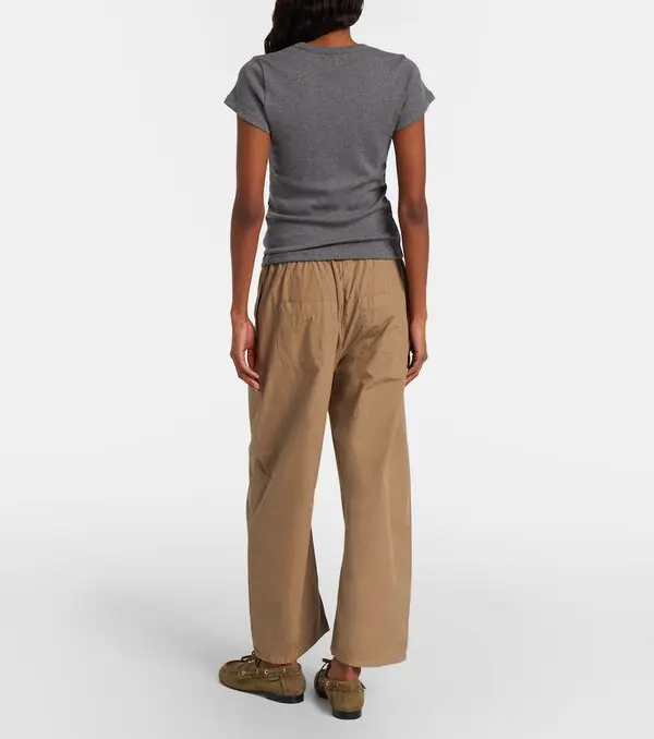 LESET Kyoto Cotton Wide-leg Pants - Beige
