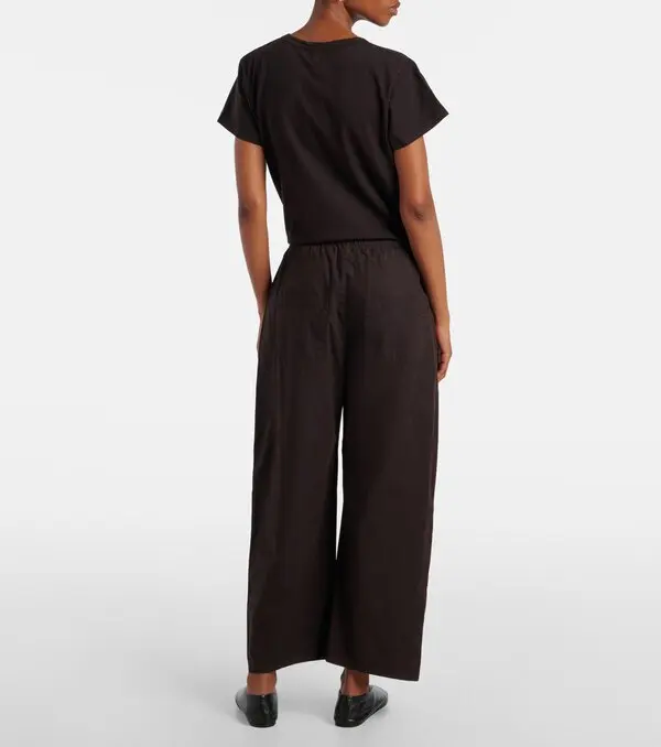 LESET Kyoto Cotton Wide-leg Pants - Brown