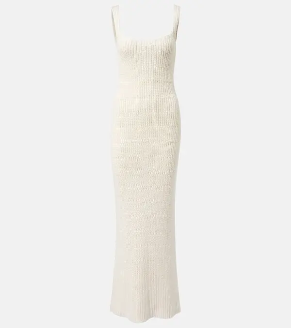 Khaite Lex Ribbed-knit Silk Maxi Dress