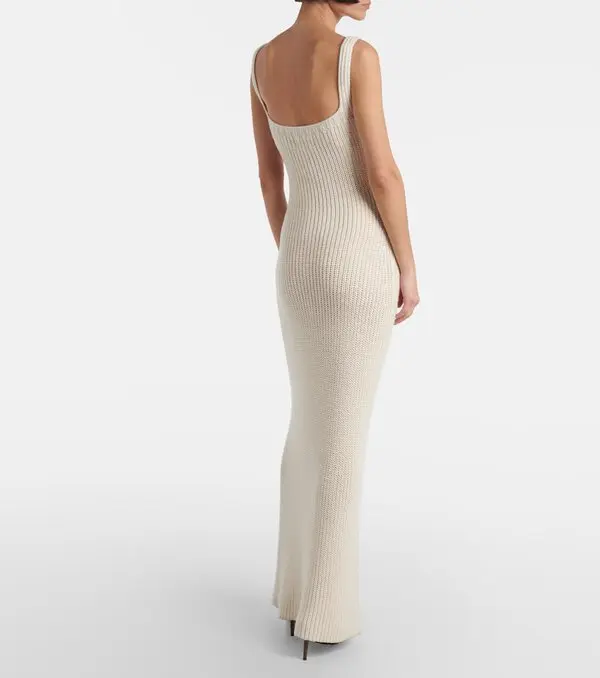 Khaite Lex Ribbed-knit Silk Maxi Dress