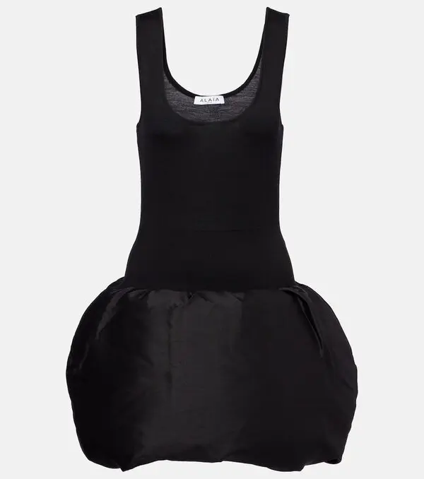 Alaïa Down-paneled Wool-blend Minidress - Black