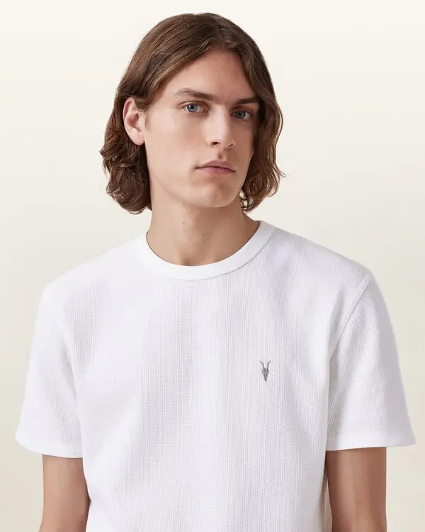 ALLSAINTS Ellis Waffle Texture Crew Neck Ramskull T-shirt - White