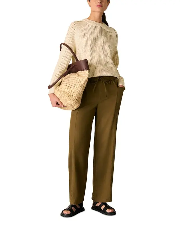 Whistles Pointelle Crewneck Knit Sweater