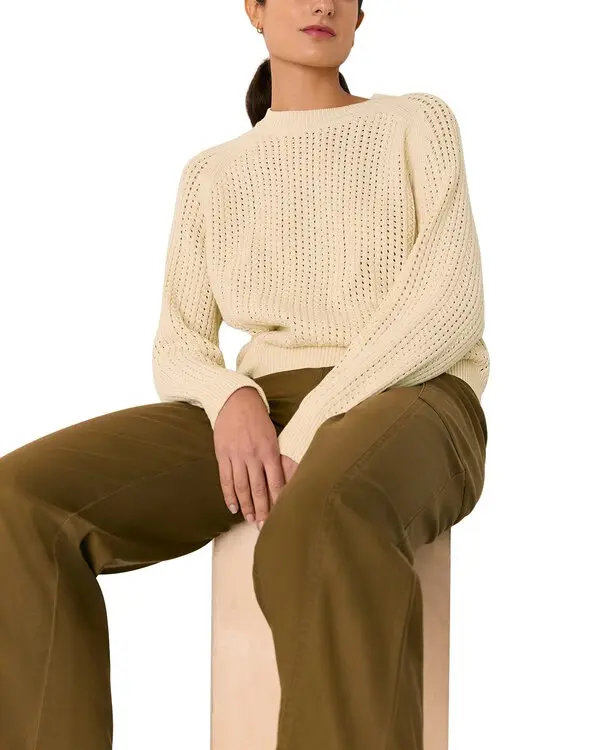 Whistles Pointelle Crewneck Knit Sweater