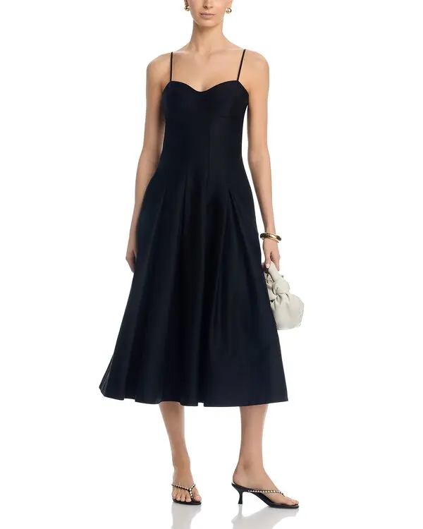 French Connection Sateen Pleated Midi Dress