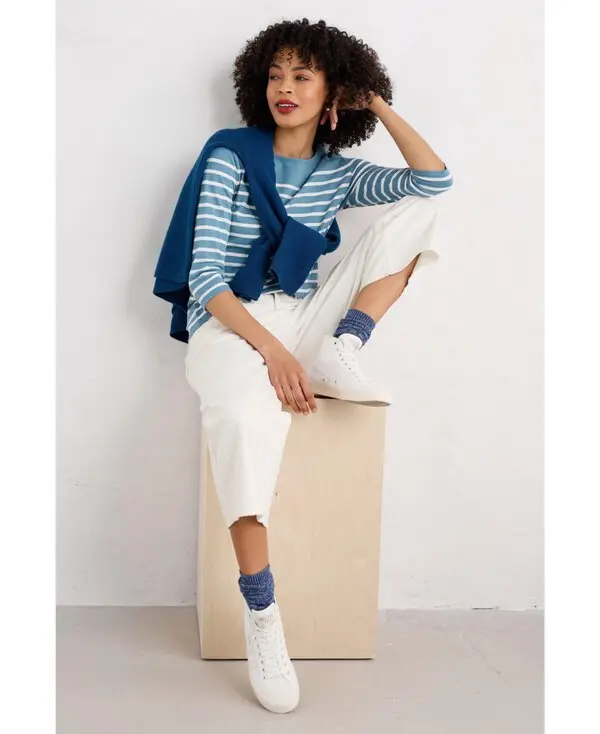 SEASALT CORNWALL Sailor Top - Falmouth Breton Horizon Chalk