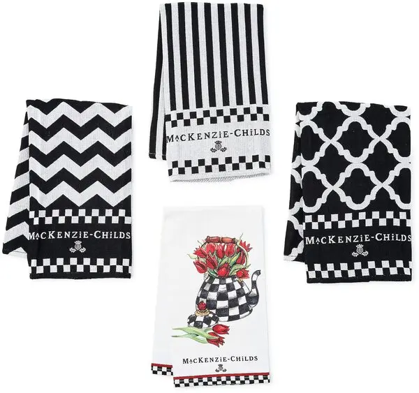 MACKENZIE-CHILDS As Is Set Of 4 Dish Towels - One-color