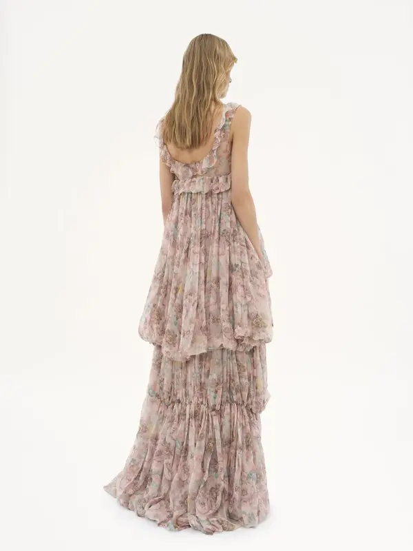 Chloé Sleeveless High-low Ruffled Dress In Silk Mousseline