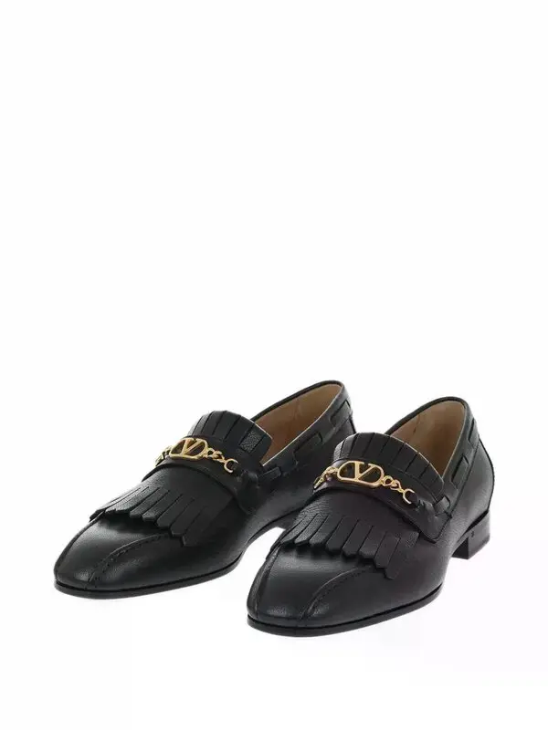 Valentino Garavani Vlogo Signature Fringed Loafers - Black