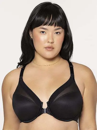 Victoria's Secret Curvy Couture Sheer Mesh Front-close Racerback T-shirt Bra - Black