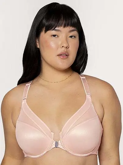 Victoria's Secret Curvy Couture Sheer Mesh Front-close Racerback T-shirt Bra - Pink