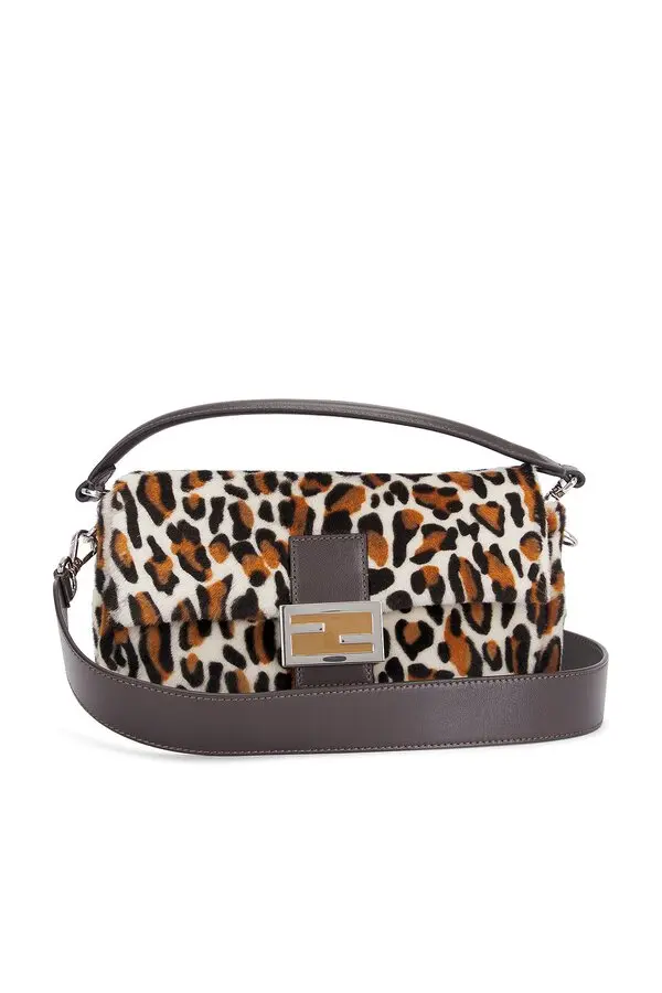 Fendi Leopard Baguette Shoulder Bag