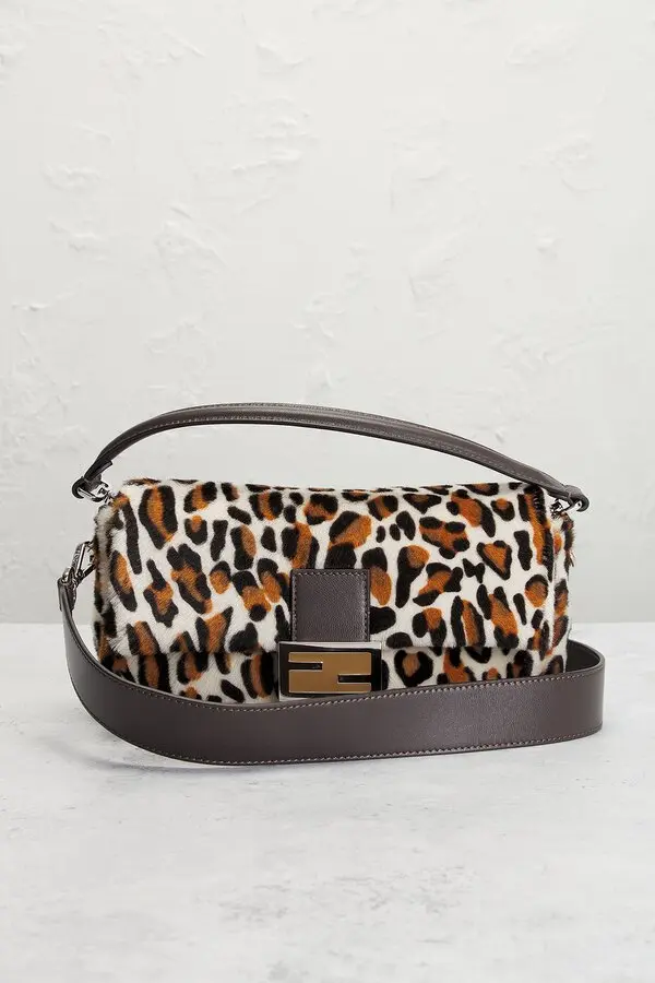 Fendi Leopard Baguette Shoulder Bag