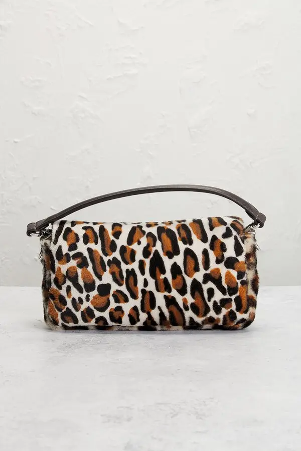 Fendi Leopard Baguette Shoulder Bag