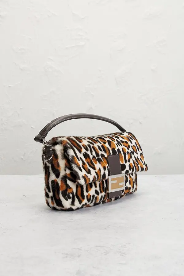 Fendi Leopard Baguette Shoulder Bag
