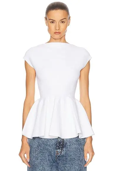 Alaïa Peplum Top In White