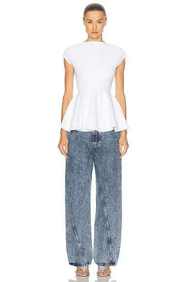 Alaïa Peplum Top In White