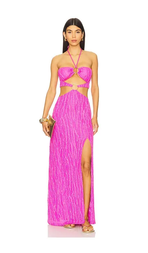 Luli Fama Double Loop Bandeau Long Dress In Fuchsia - 65% Off | Editorialist