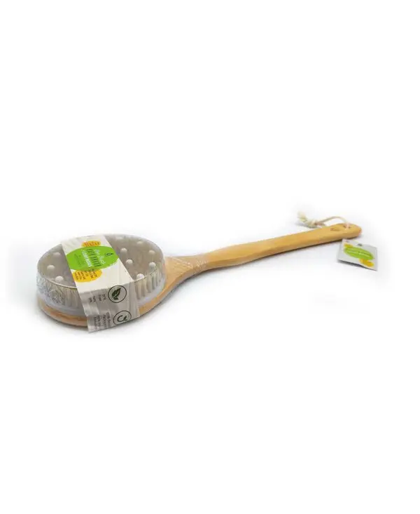 PURSONIC Boar Bristle & Rubber Massager With Lotus Wooden Handle - Beige,khaki