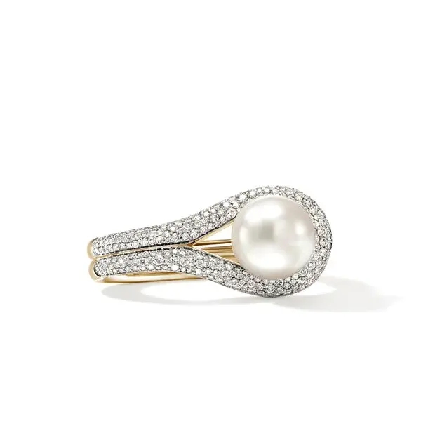 John Hardy Surf Pearl & Diamond Two-finger Ring - Gold