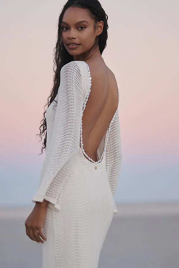 Palmacea Rue Long-Sleeve Maxi Dress In White - 70% Off | Editorialist
