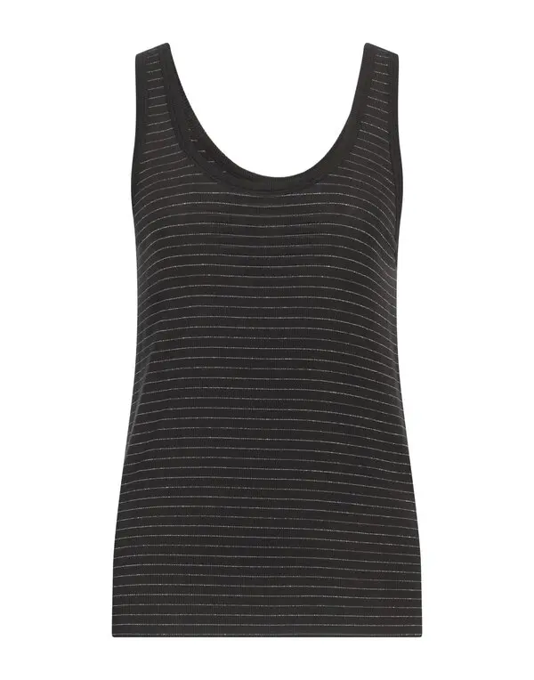 8PM Striped Jersey Tank Top - Black