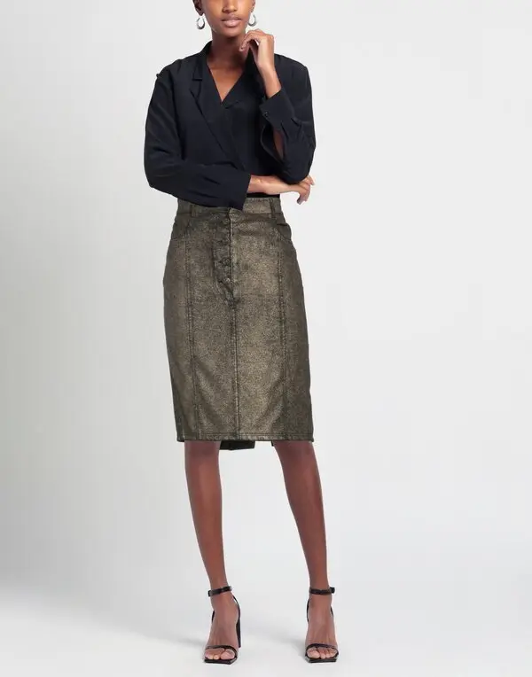 8PM Metallic Pencil Midi Skirt