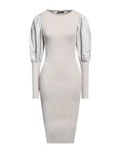 Elisabetta Franchi Midi Dress With Puffed Sleeves - Light Grey