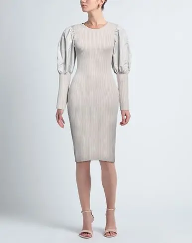 Elisabetta Franchi Midi Dress With Puffed Sleeves - Light Grey