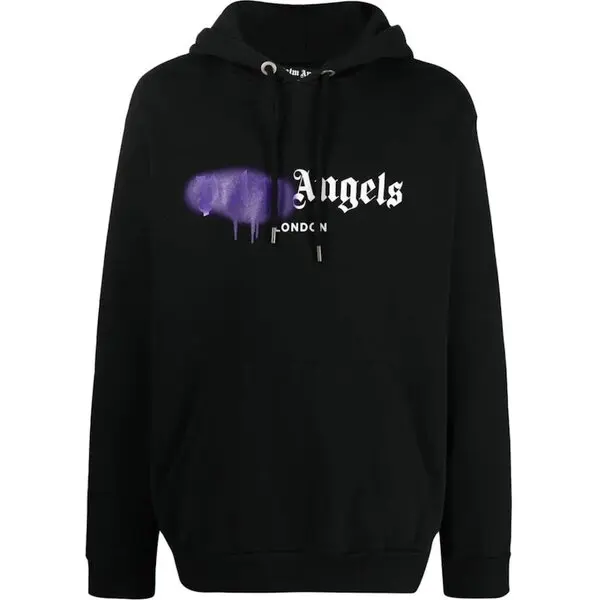Palm Angels London Spray Paint Logo Hoodie - Black