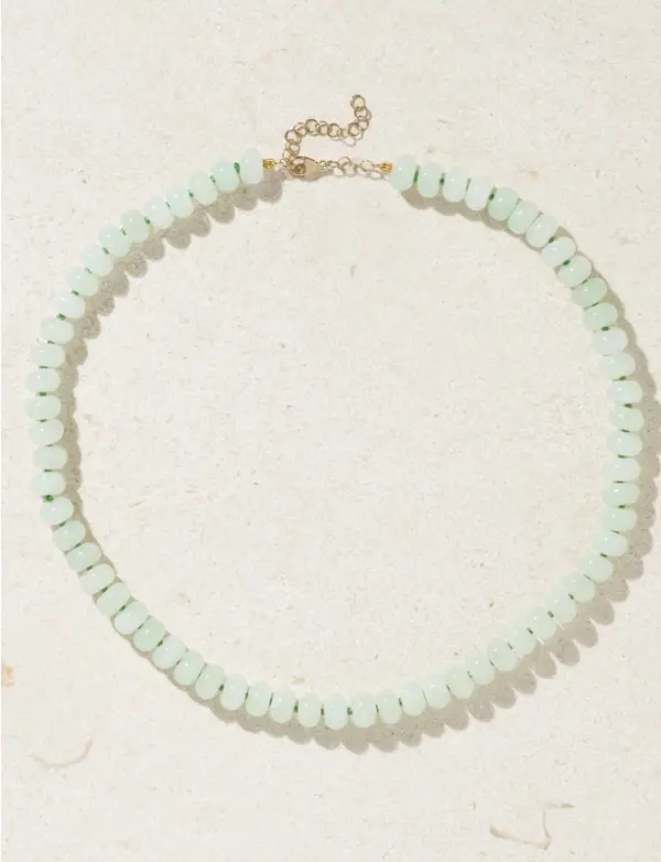 Jia Jia Gold Jade Beaded Necklace - Green