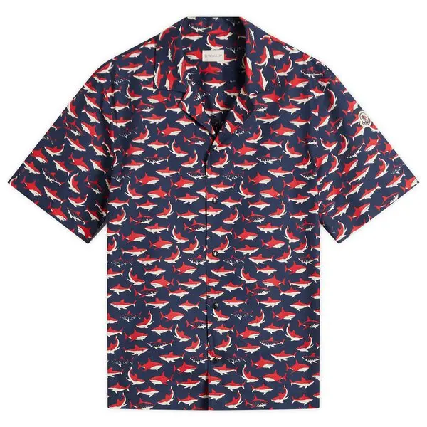 Moncler Little Sharks Printed Cotton Poplin Shirt