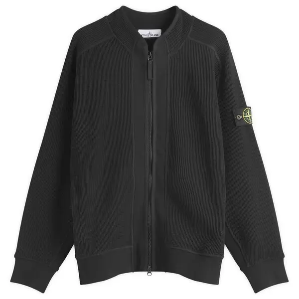 Buy Stone Island Waffle Full Zip Sweatshirt - Black At 29% Off