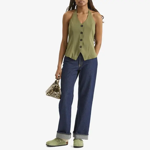 4TH & RECKLESS Sabrina Halter Waistcoat - Khaki