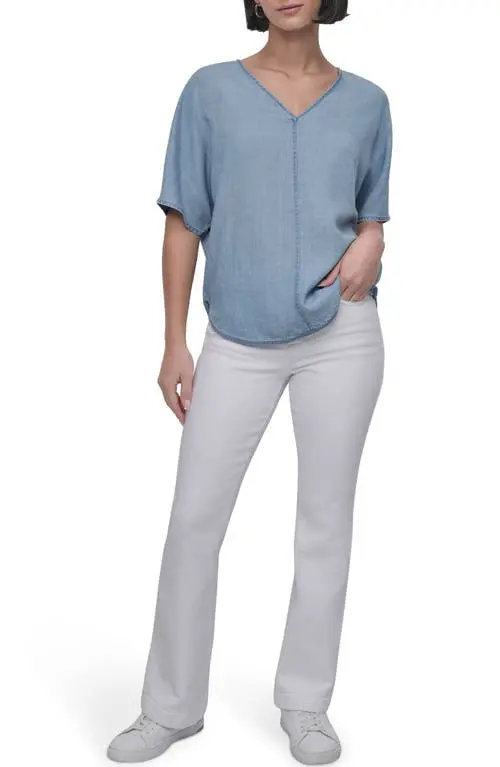Dkny V-neck Top - Light Chambray