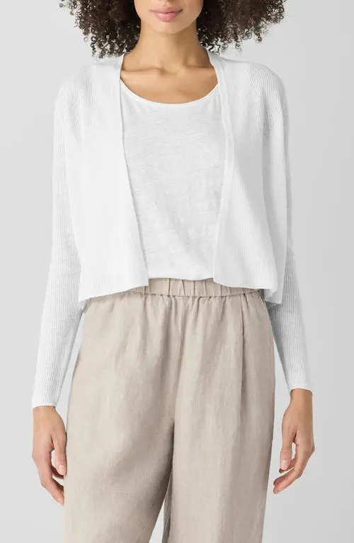Eileen Fisher Organic Linen & Organic Cotton Cardigan - White