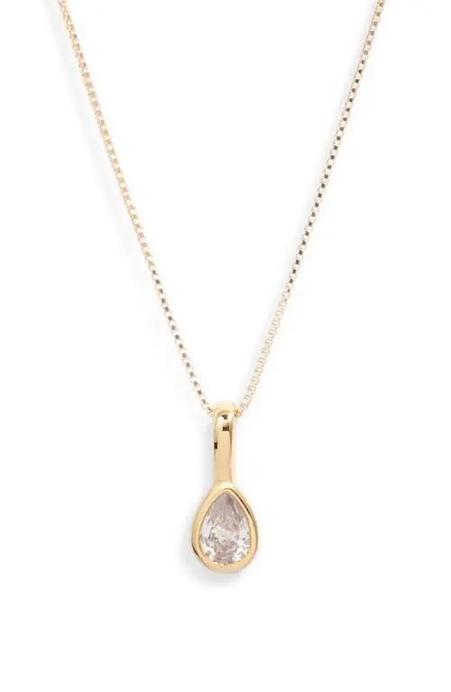 SET & STONES Teardrop Pendant Necklace - Gold / April